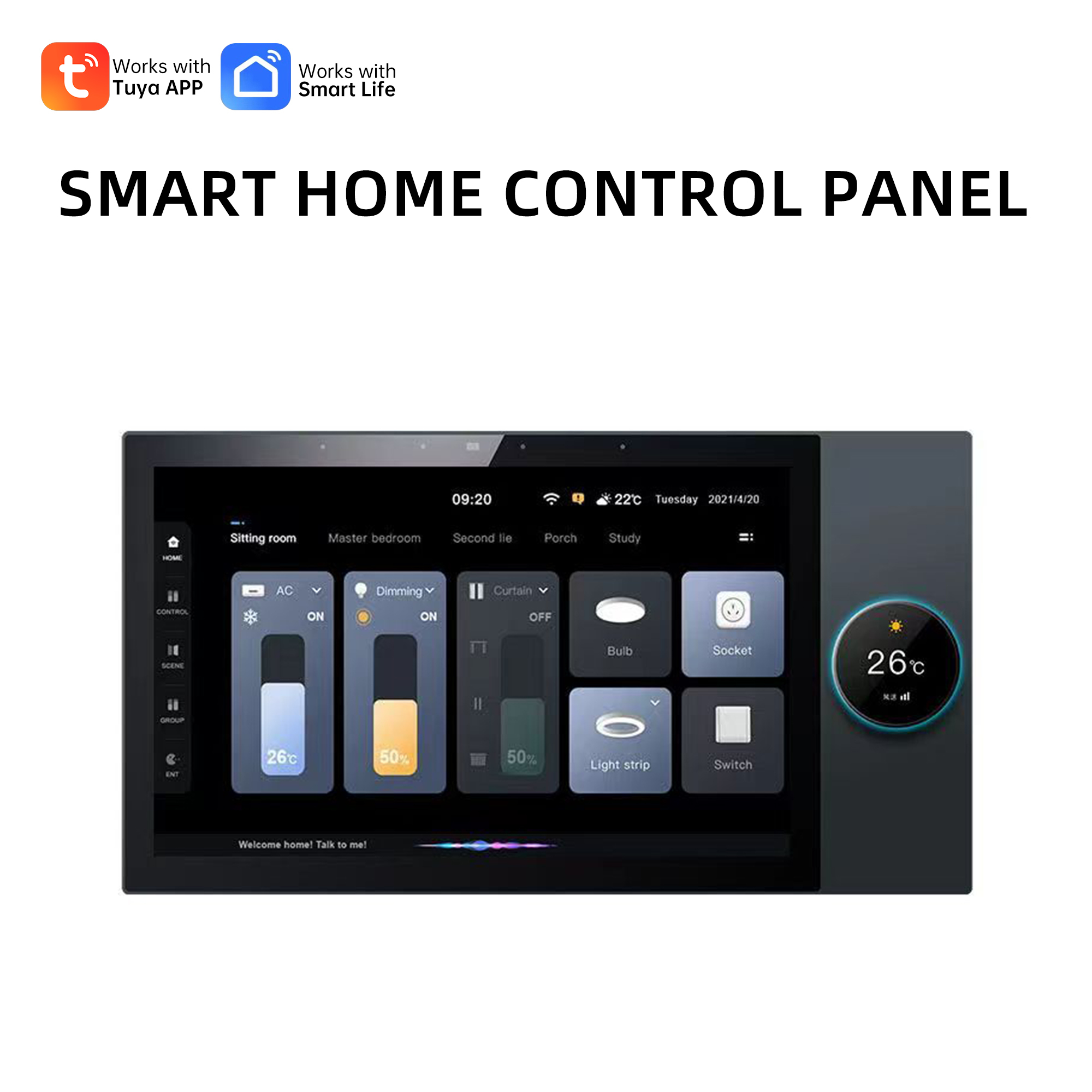 Smart Home Control Panel with Touch Screen & Voice Control